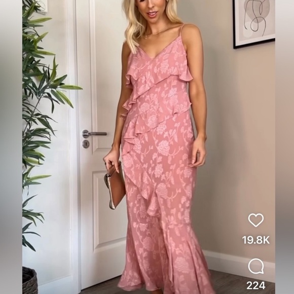 Zara | Dresses | Zara Ruffled Jacquard Dress Marsala | Poshmark